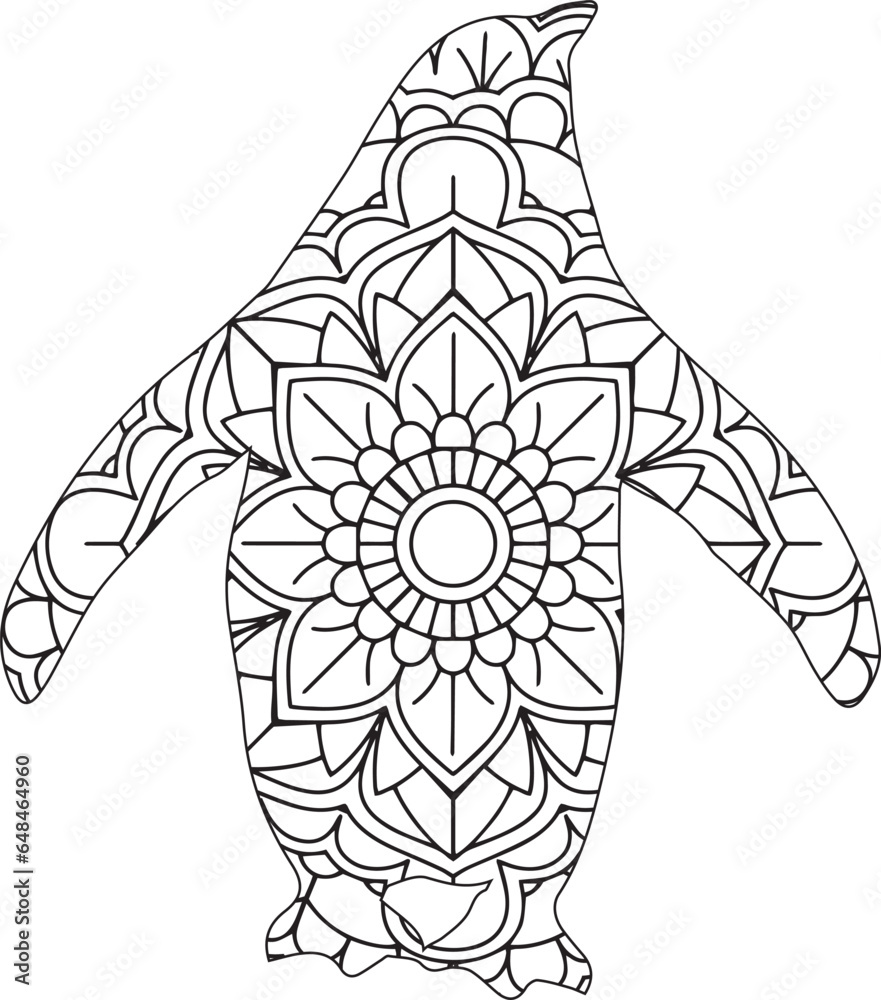 Penguin Coloring page for adut,Coloring Page. Coloring Book. Colouring ...