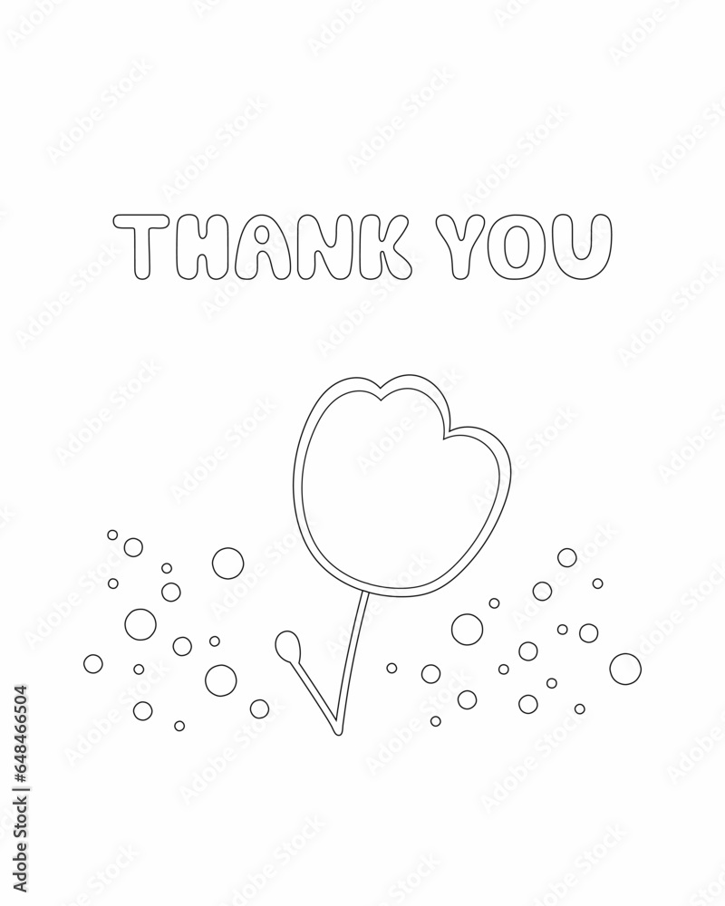 Coloring page, outline drawing for coloring book. Floral card with ...