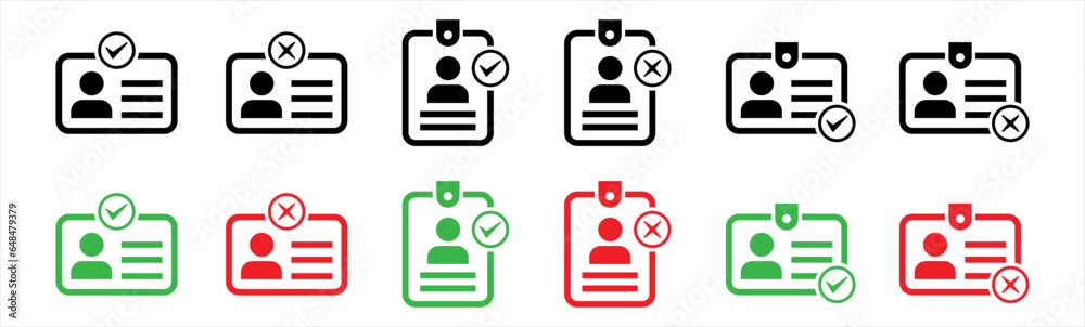 Image vectorielle Stock ID Card icon set in flat style. ID Card with ...