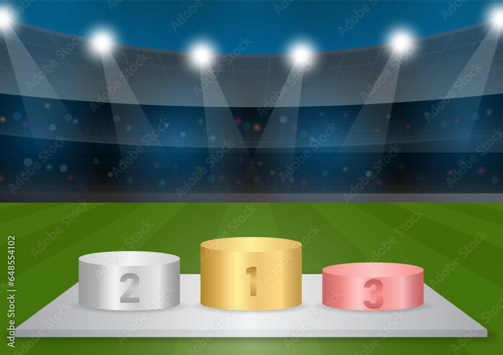 Stock-Vektorgrafik „Sport Winner Podium on Soccer Field in Stadium or ...