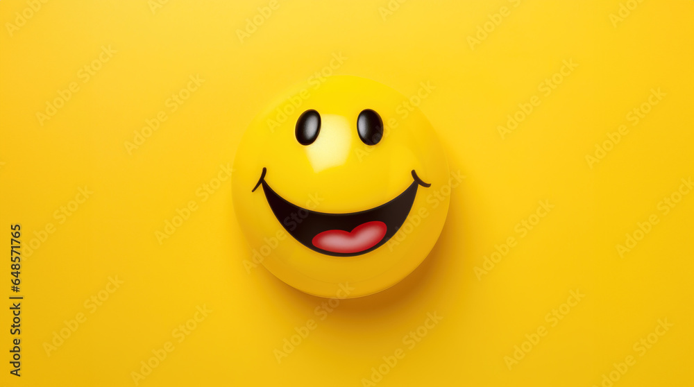 Yellow smiley face emoticon on yellow background banner Stock Photo ...