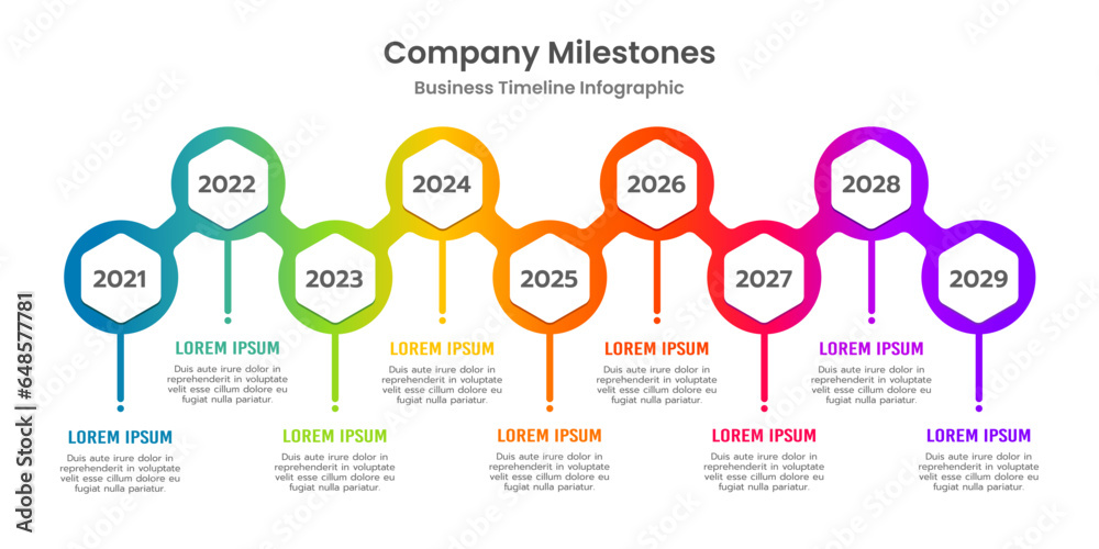 Infographic timeline of important events, 9-year company history ...