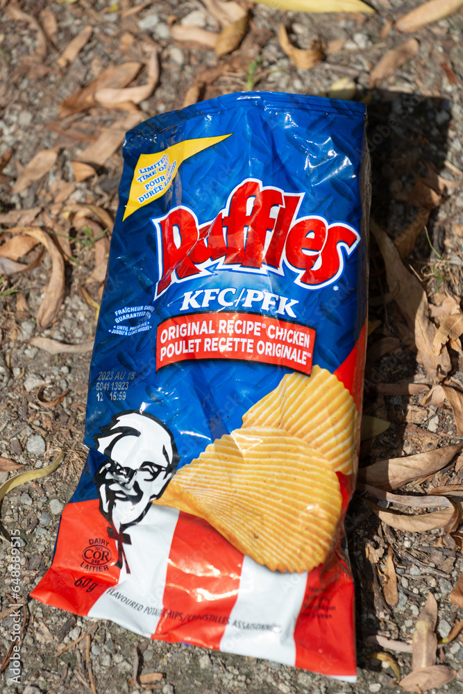 Ruffles potato chips bag on the ground - featuring a limited-edition ...
