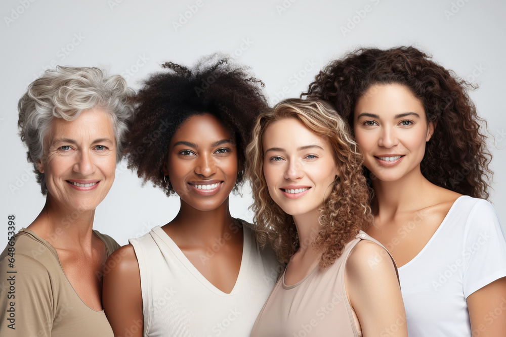 Multiethnic women of different ages with unique skin tone. Beautiful ...
