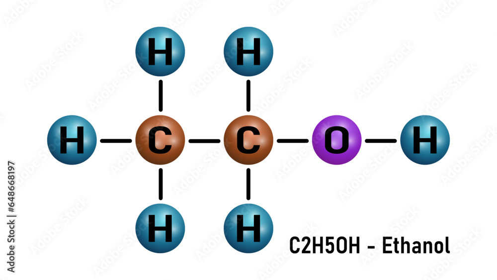 Vector de Stock The chemical formula of ethyl alcohol. Molecular ...
