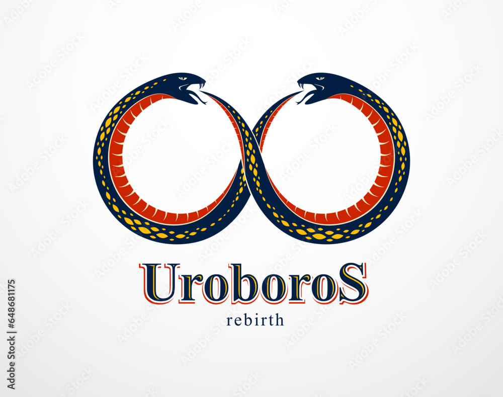 Ouroboros Snake in a shape of infinity symbol, endless cycle of life ...