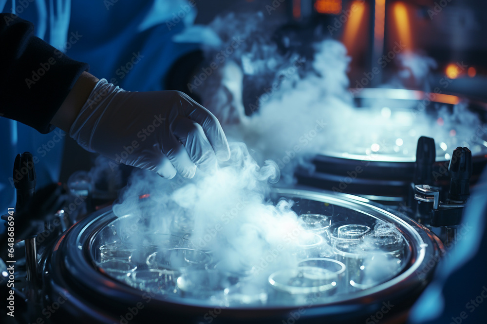 Foto stock di IVF treatment. Artificial insemination. Close-up hand ...