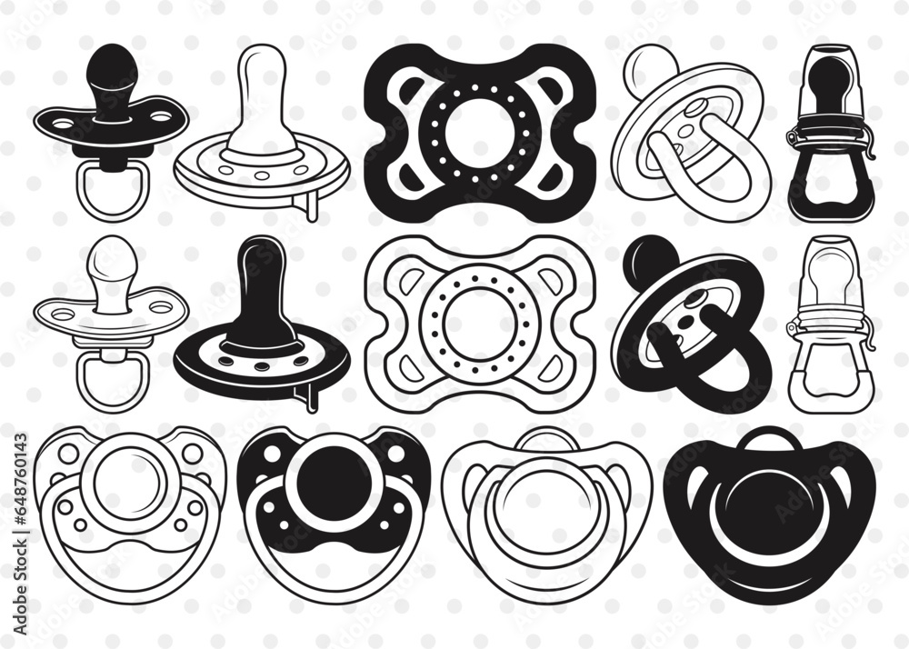 Vector de Stock Baby Pacifier Silhouette, Baby Shower svg, Pacifier Svg ...