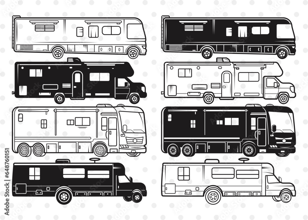 Image vectorielle Stock Class A Motorhome Silhouette, Camper Svg ...