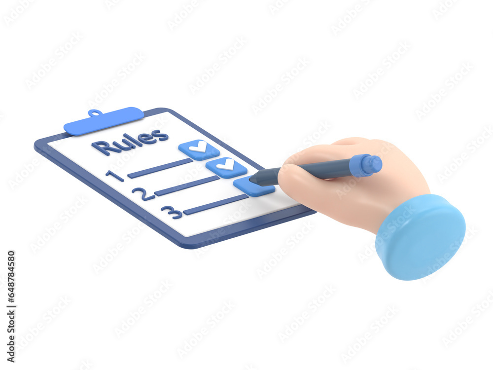 Rules concept. Businessman holding in hand clipboard with regulations ...