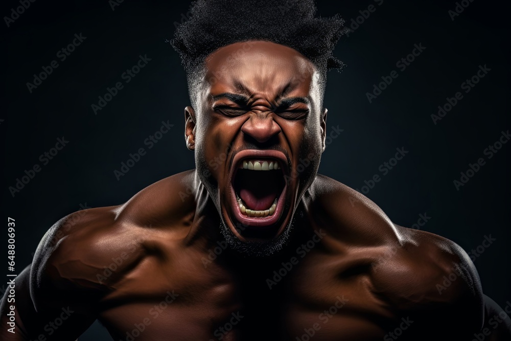 Stock-Foto „angry young black man expressing rage against the system shouting and yelling , very ...