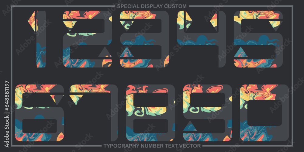 assorted digital custom vector numbers. minimum. Color gradation. Dark ...