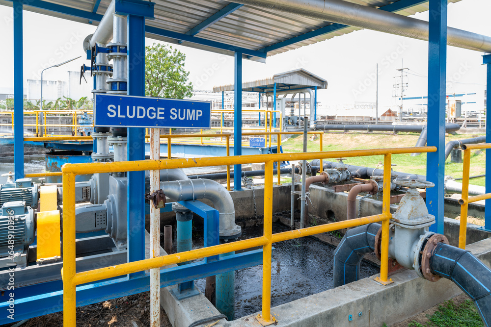 sludge sump and wastewater treatment system in industrial plants. Stock ...