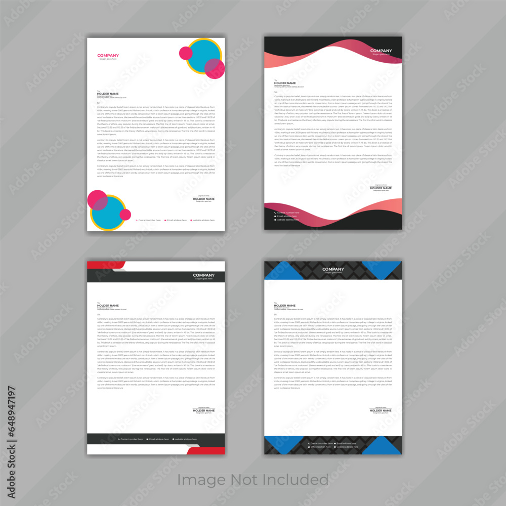 4 unique design or modern letterhead design presentation with abstract ...