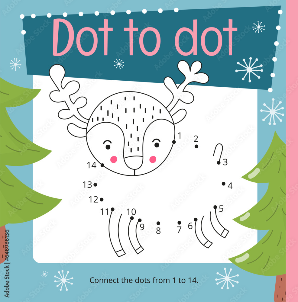 Christmas activities for kids. Dot to dot game – Christmas Reindeer ...