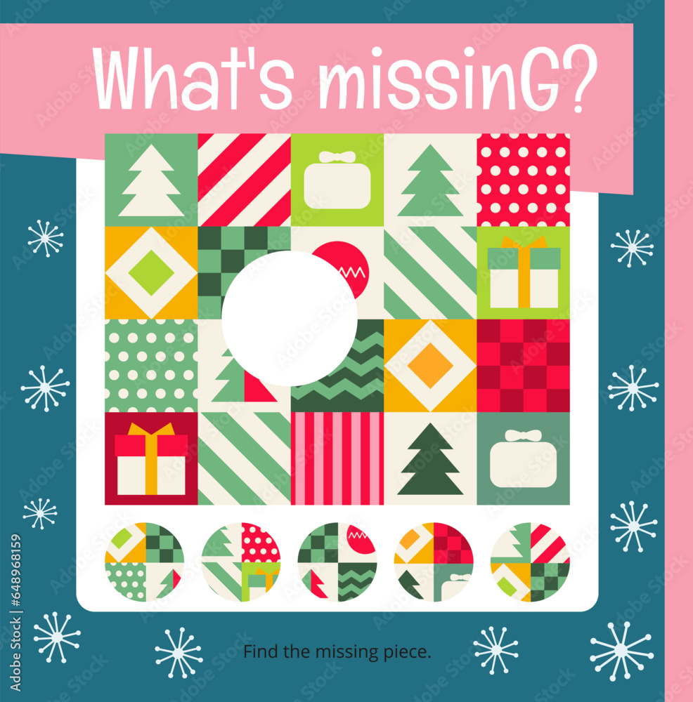 Christmas activities for kids. Find the correct missing piece for ...