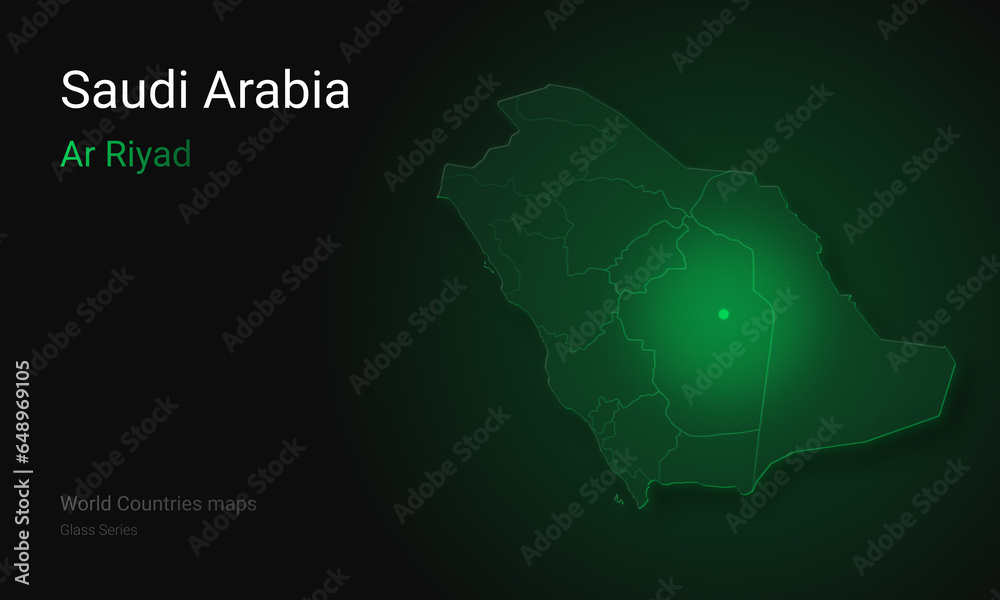 Creative map of Saudi Arabia. Political map. Ar Riyad. Riyadh. Capital ...
