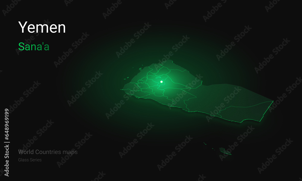 Creative map of Yemen. Political map. Sana'a. Capital of Yemen. World ...