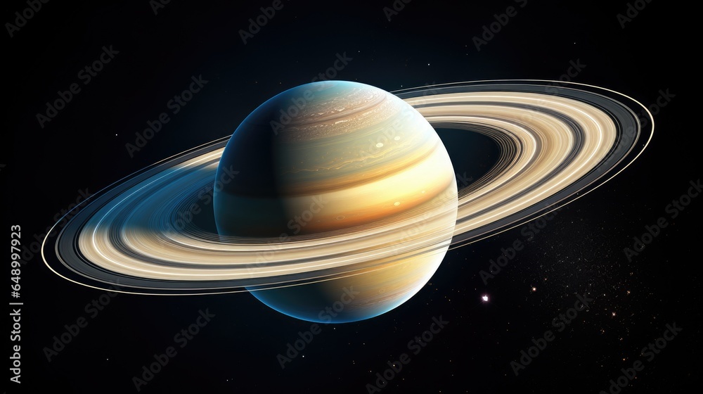 Realistic stock photo of a Saturn-like planet with visible ring system ...