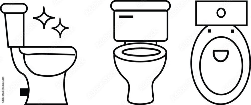 Restroom and toilet thin line icons set vector. Outline public WC and ...