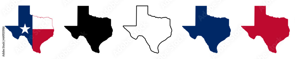 High resolution Texas map icon set isolated on transparent background ...