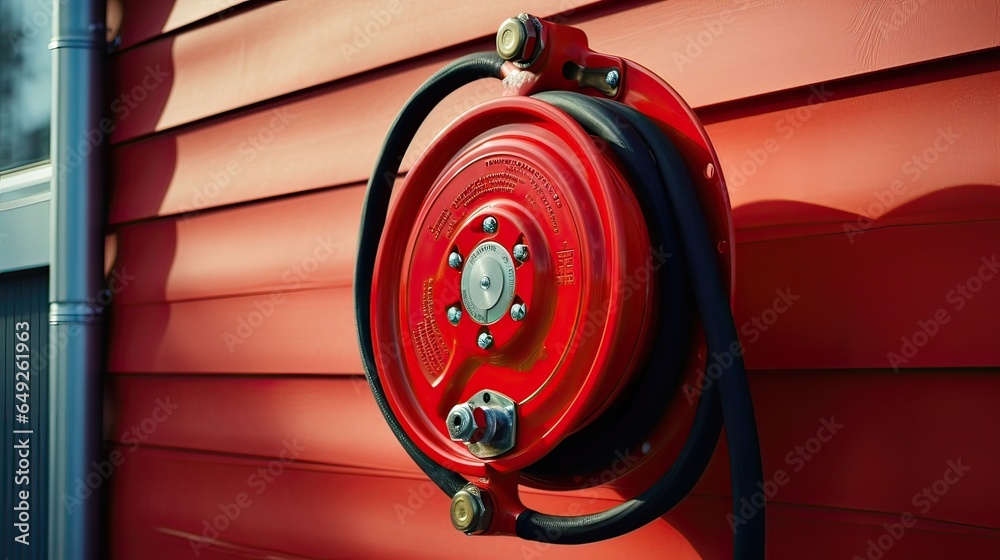 Wall-mounted firefighting equipment, hose reel readiness, emergency ...