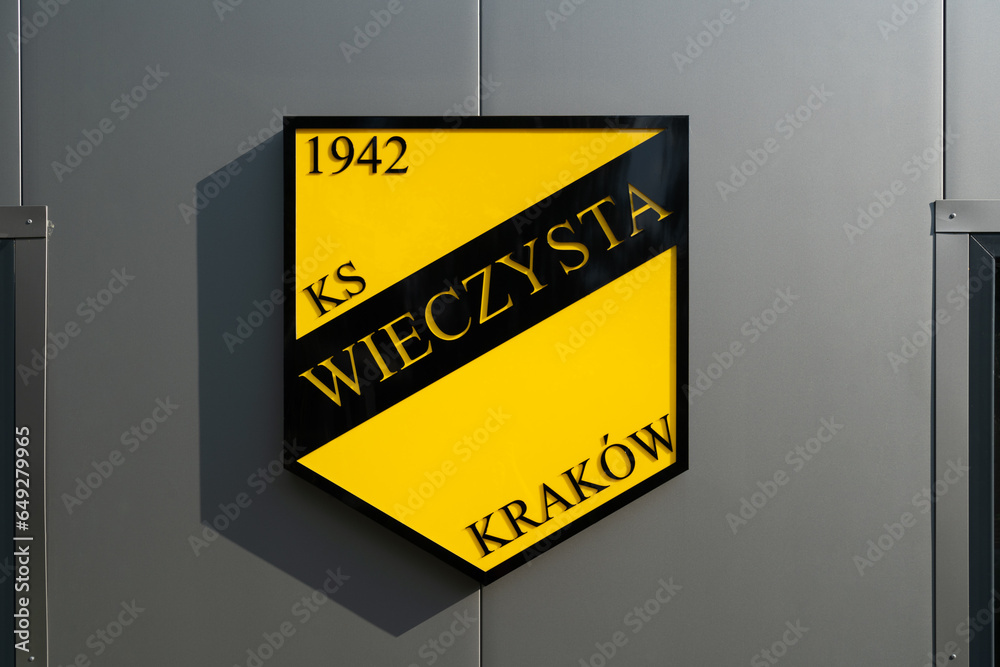 Wieczysta Kraków football club logo at Wieczysta stadium sports venue ...