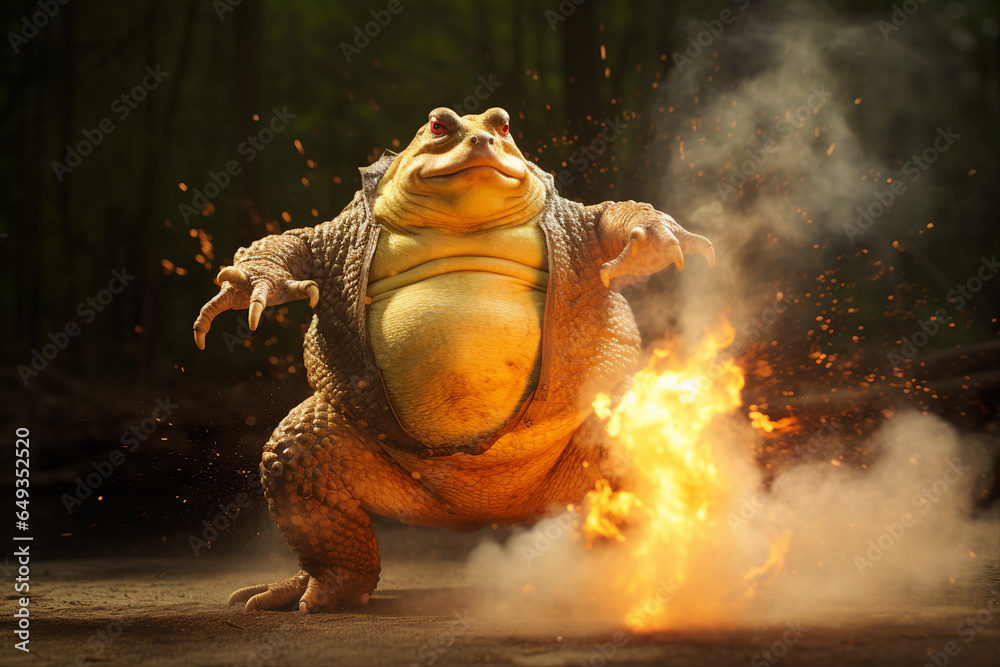 Generative ai collage photo of powerful reptile wizard using dark magic ...