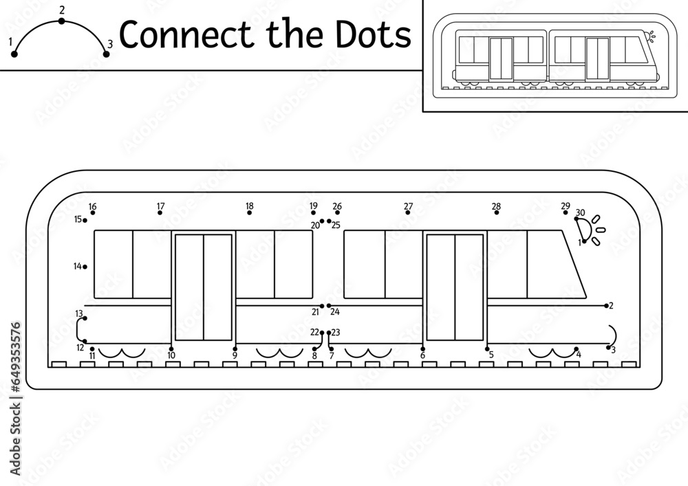Vector dot-to-dot and color activity with underground train ...