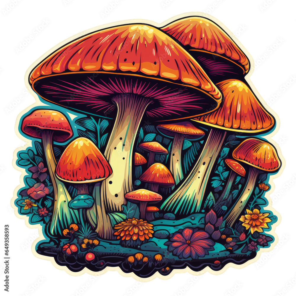 Magic mushrooms on transparent background, psychedelic mushrooms ...