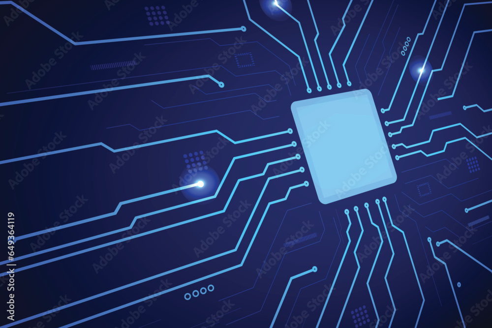 chipset processor circuit board digital transformation blue abstract ...
