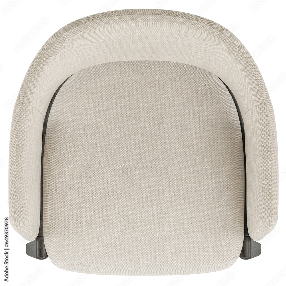 top view of white fabric dining chair, for interior floor plan, 3d ...