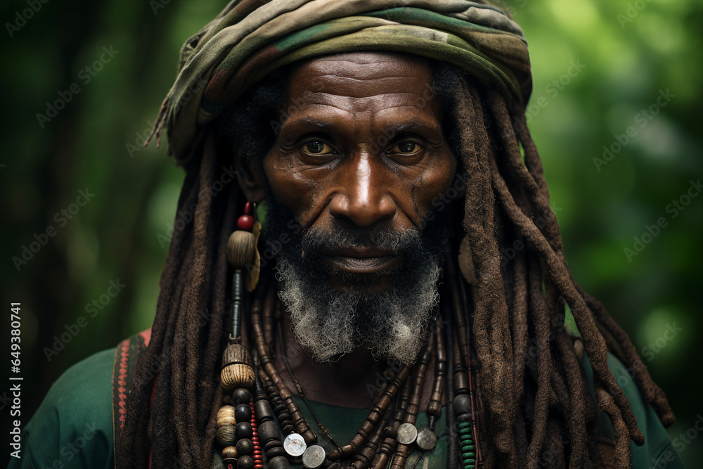 Generative AI close up portrait of old elderly man an afro indian local ...