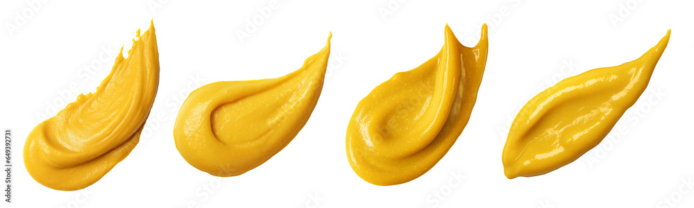 Collection set of Dijon mustard smears isolated on transparent or white ...