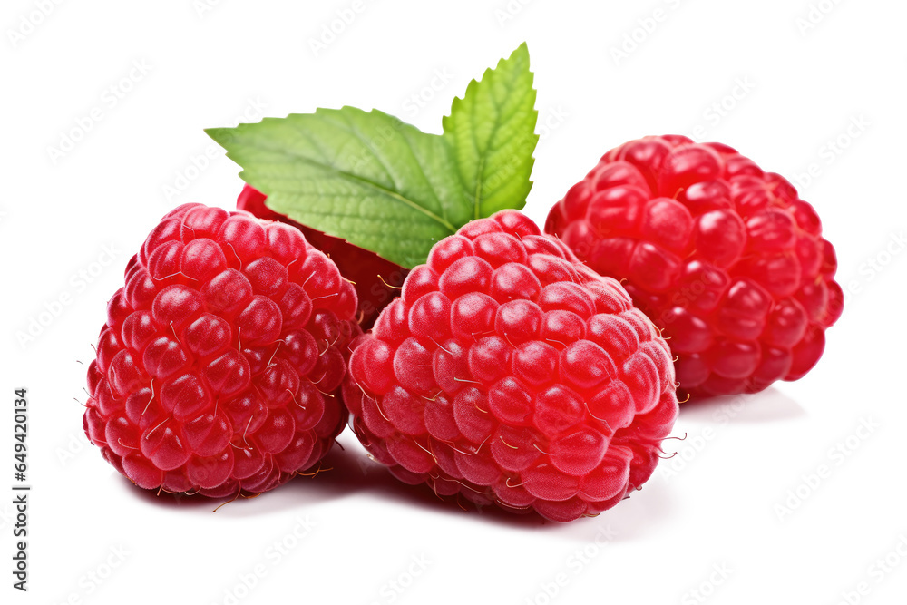 Ripe group of raspberries fruit isolated on transparent background ...