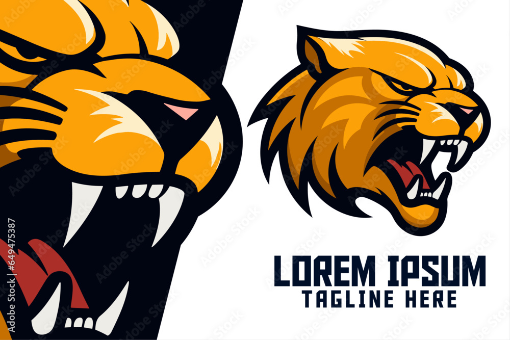 Vector de Stock Tiger Sport and Esport’s Saber-Toothed Tiger Icon Badge ...