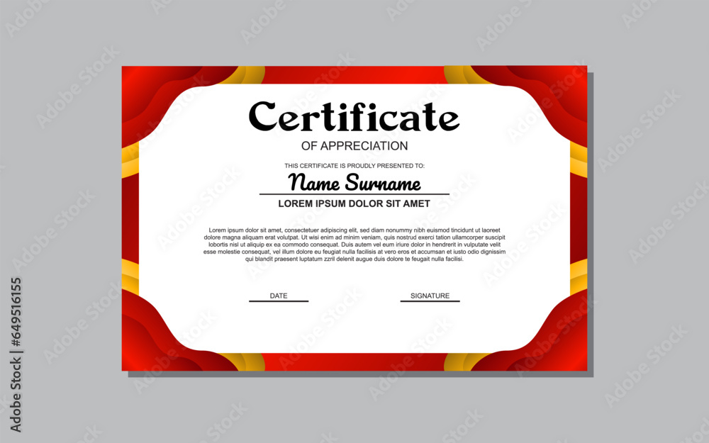 Certificate template with red and gold color: This design asset is ...