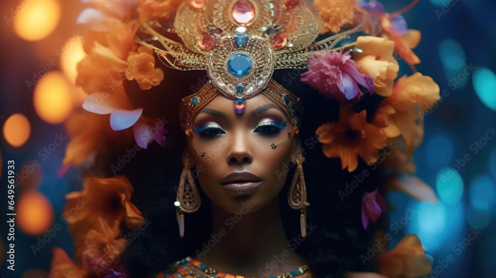 Stunning gorgeous tribe chief woman wear fantasy mysterious costume ...