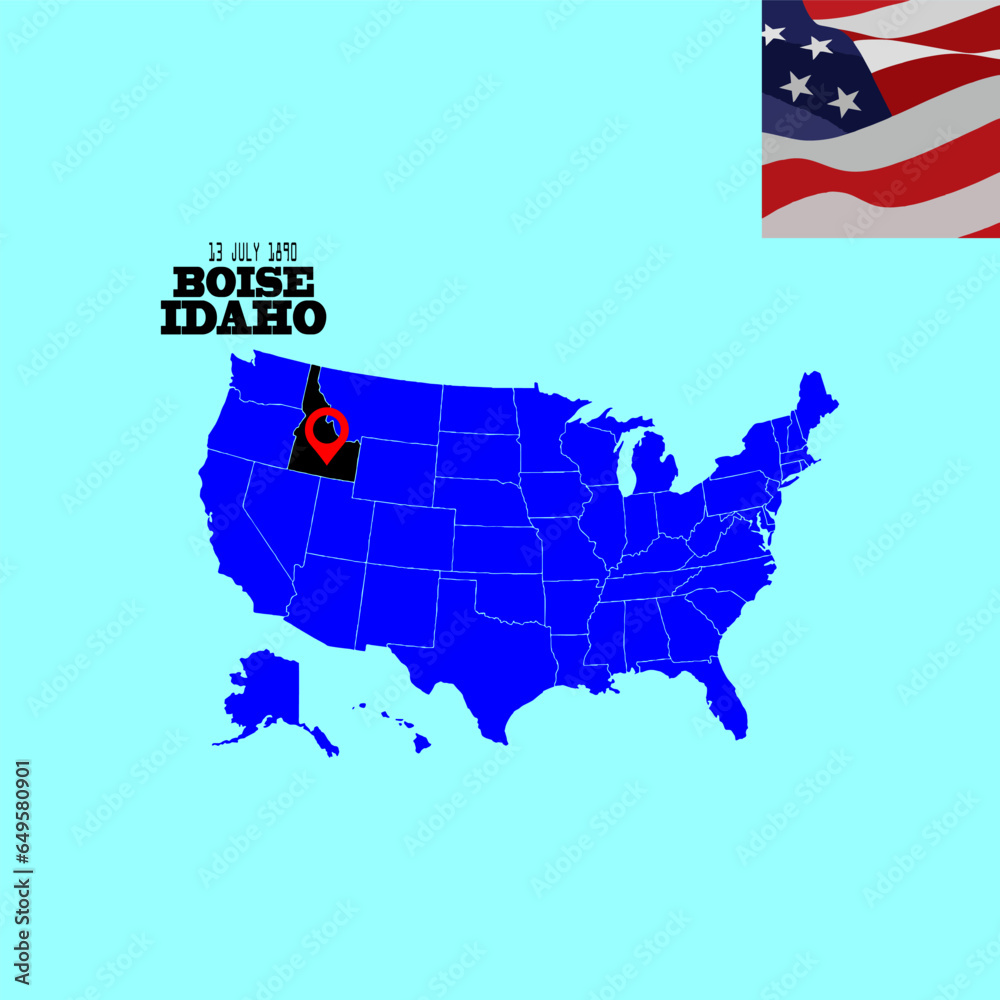 Vector illustration of geographic map of US states and names of their ...