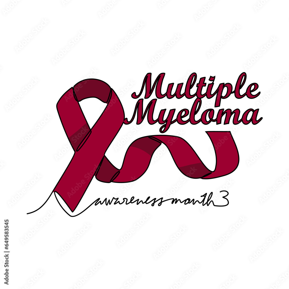 One continuous line drawing of multiple myeloma awareness month with ...
