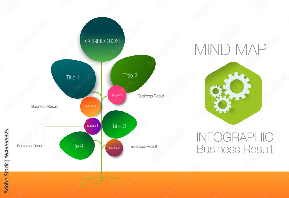 Vector de Stock tree shape mind map infographic connection and chart table for , digital ...