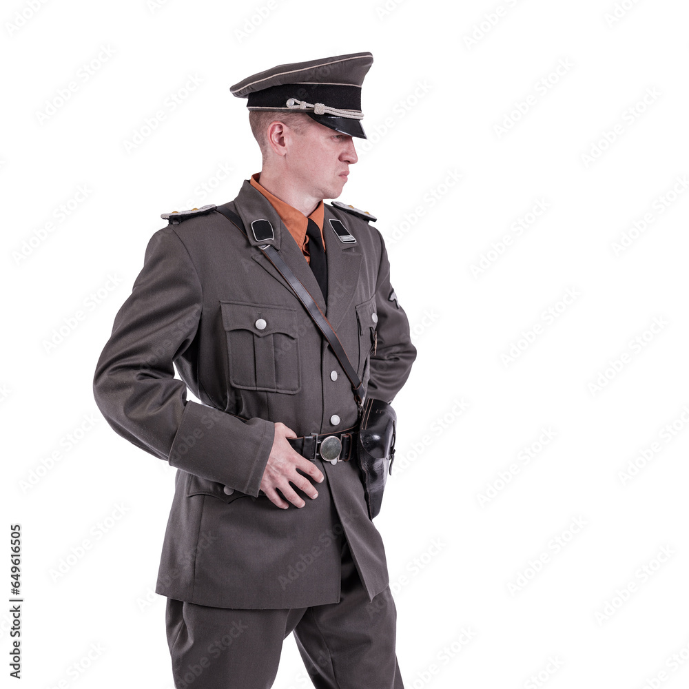 Male actor reenactor in historical uniform as an officer of the German ...