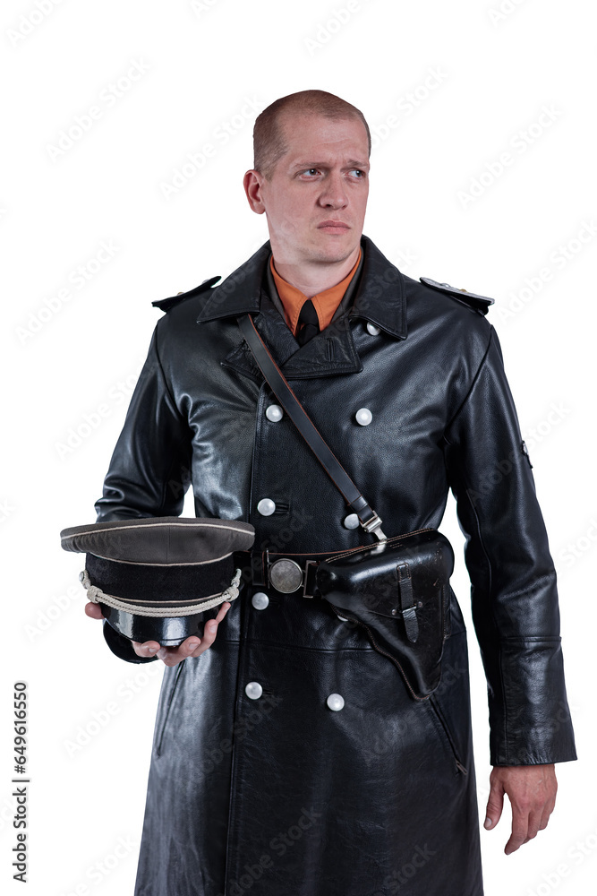 Male actor reenactor in historical uniform as an officer of the German ...