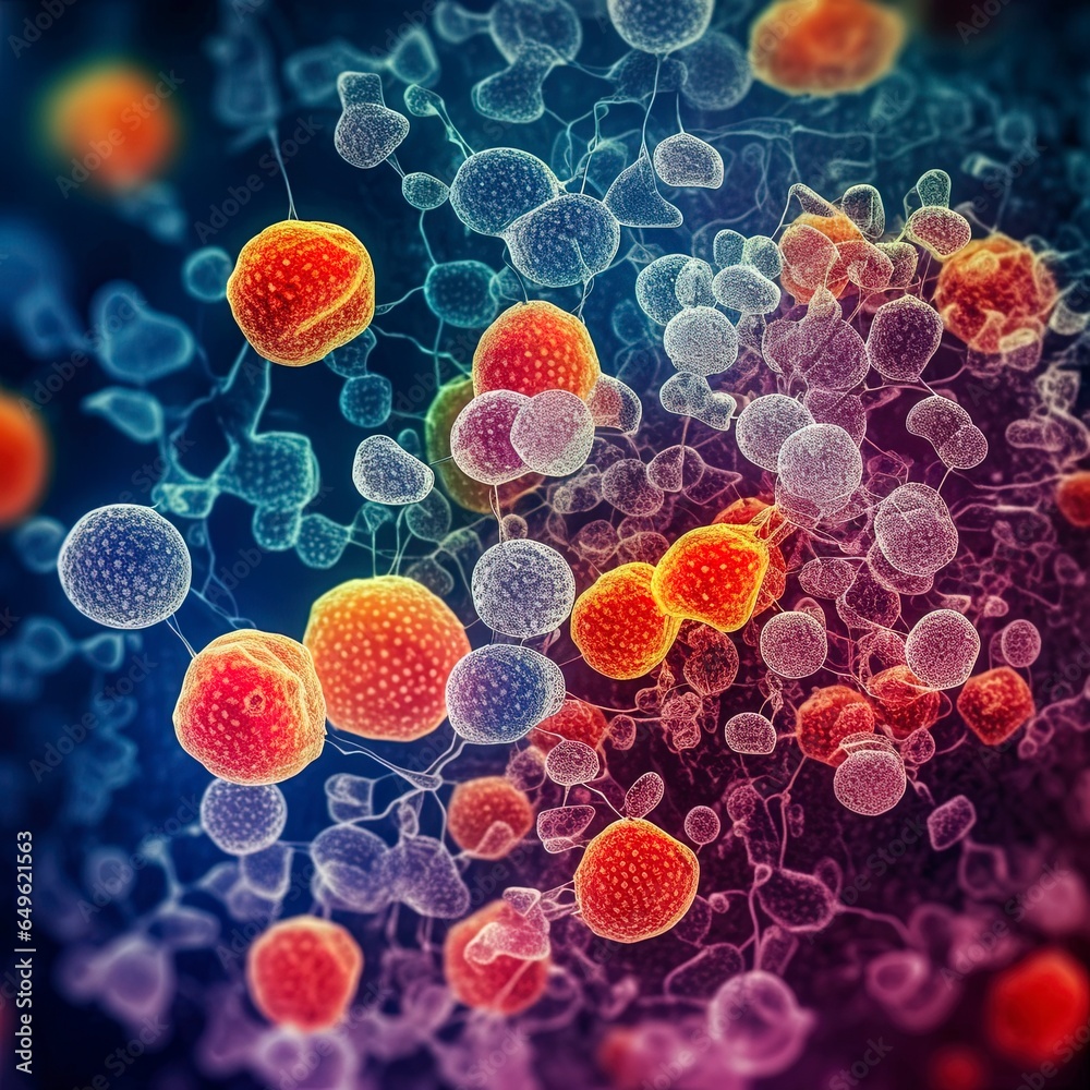 Human peripheral blood mononuclear cells (PBMC) cells under a ...