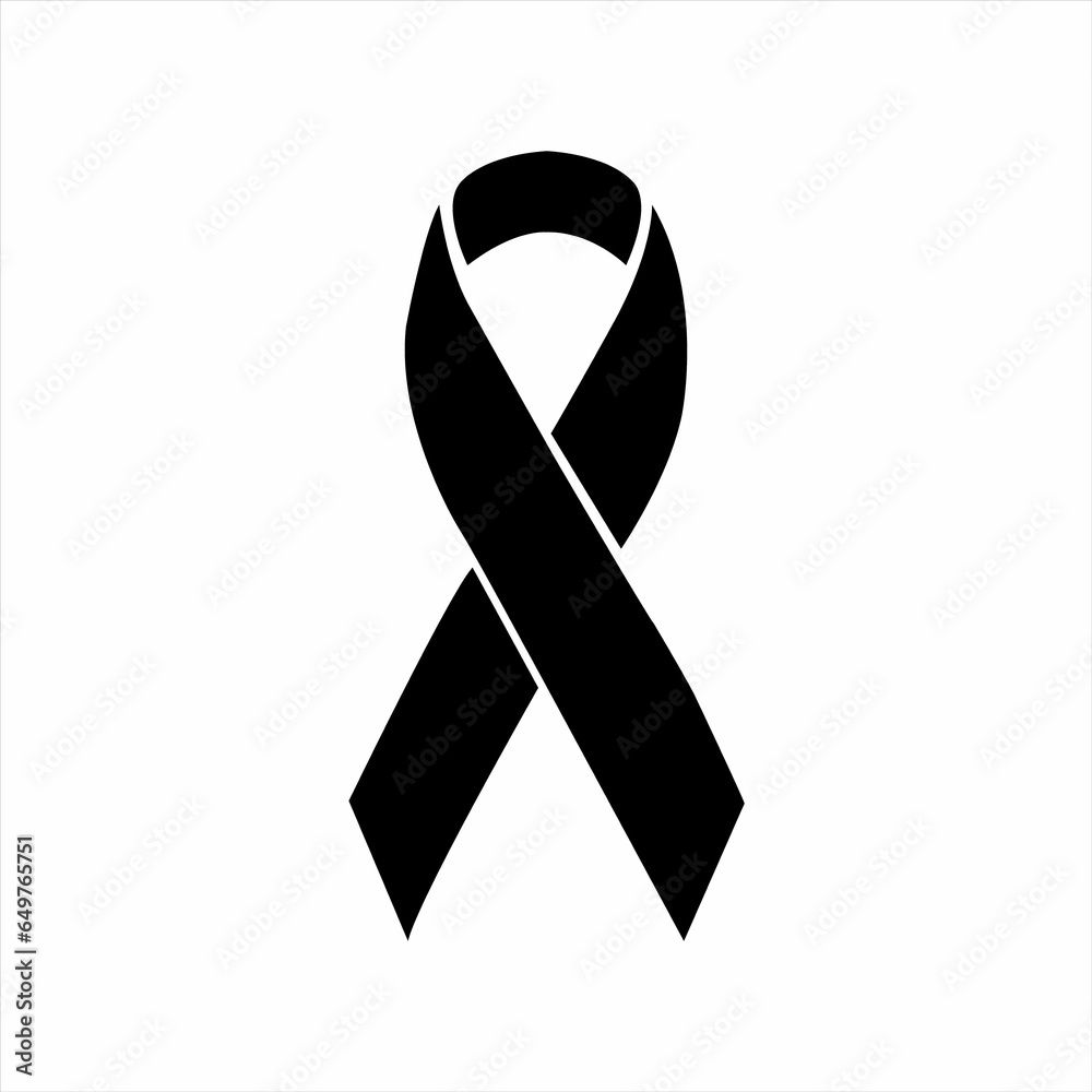 Ilustración de un lazo negro sobre un fondo blanco liso y aislado ...