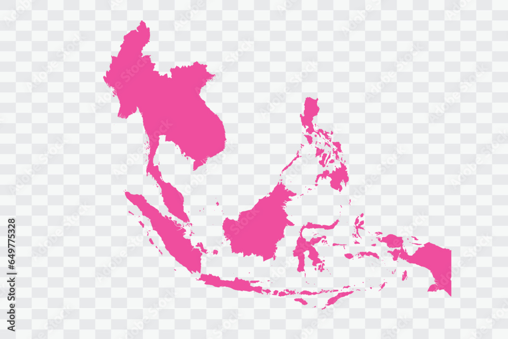 Southeast Asia Map Fuscia Color Background quality files png Stock ...