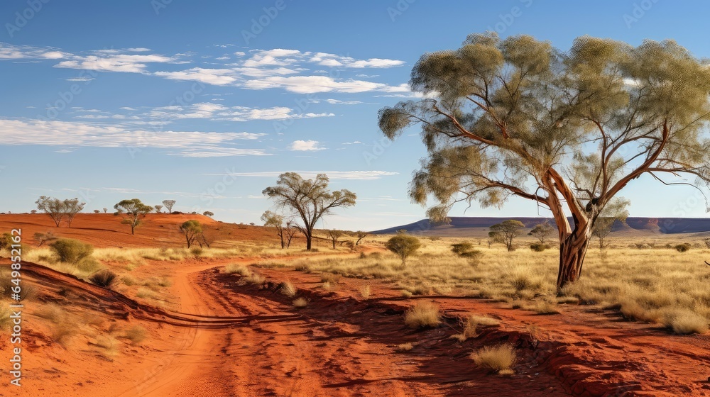 desert australian outback remote illustration landscape arid, dry land ...
