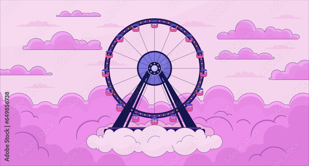 Ferris wheel sunset clouds lofi wallpaper. Fairground heaven cloudscape ...