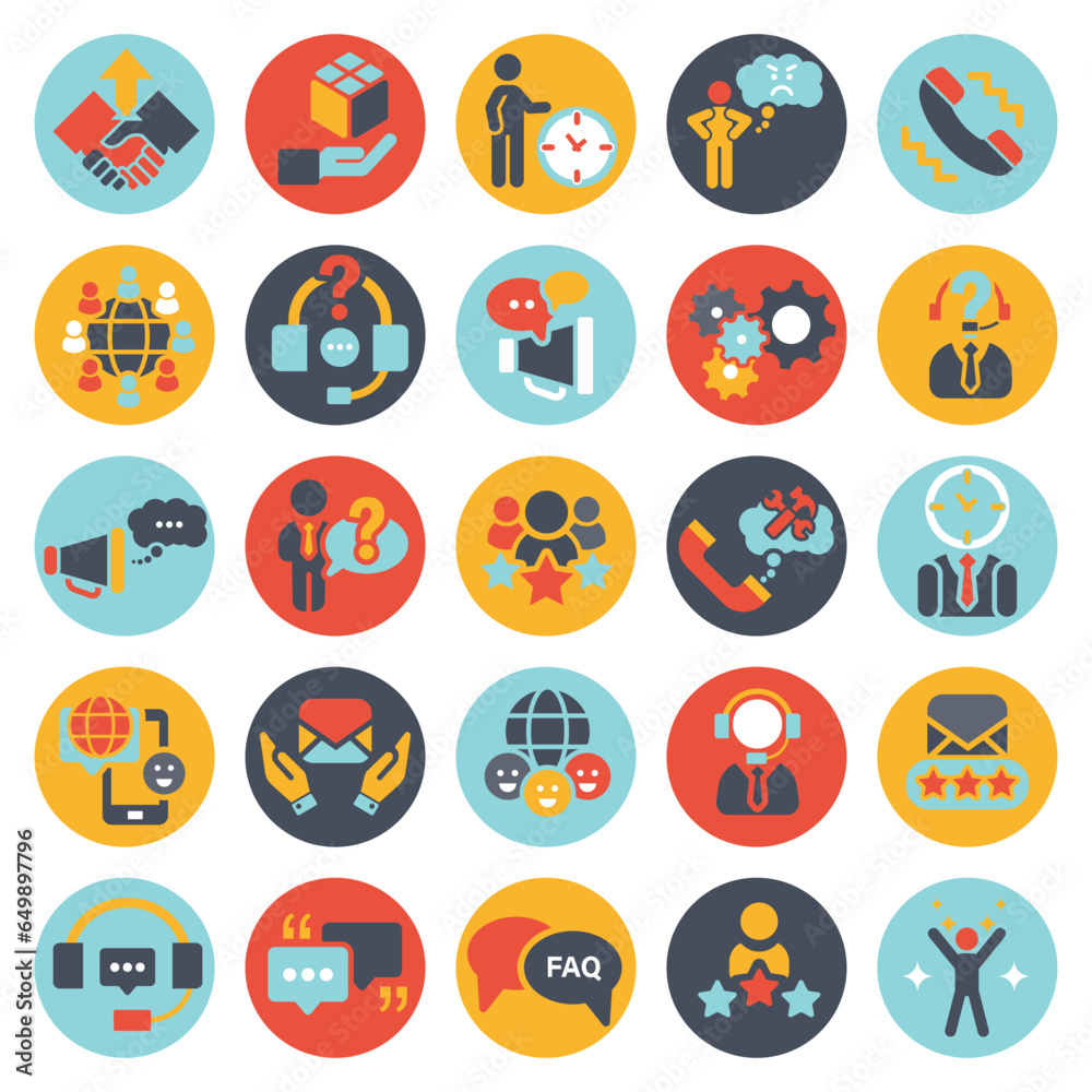 Customer service, branding, influencer, contact icon set. Contact us ...