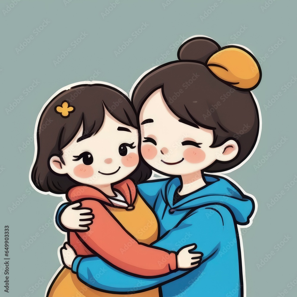 Sweet Couple Hug Cute Chibi Avatar Comic DP Stock Illustration | Adobe ...